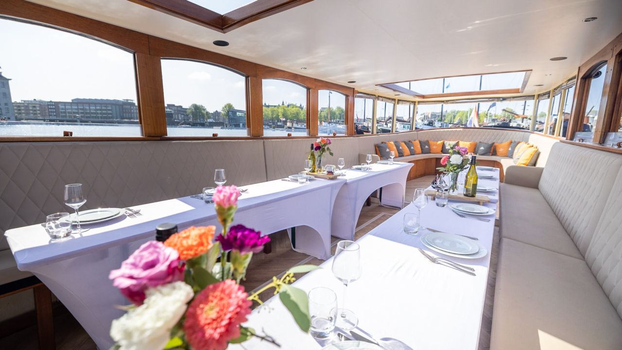 Burger boat on the canals of Amsterdam?